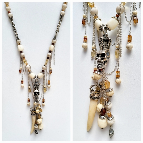 Kinley | Jewelry | Sterling Silver Skull White Coral Kinley Necklace ...